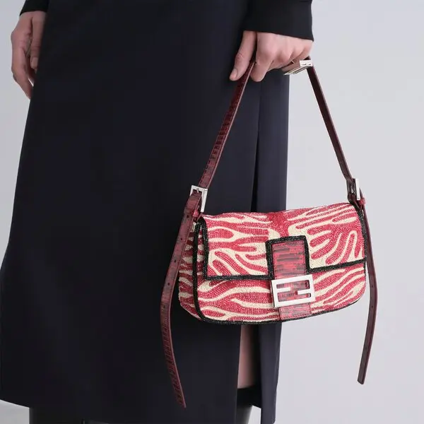 Fendi Baguette® 26424 Raffia And Bead Re Edition Bag